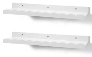 generic set of 2 - white floating shelves, picture ledge shelf for wall decor and storage - perfect for books, photo frames, kitchen spice rack, natural wood, ft052024