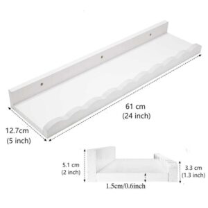 Generic Set of 2 - White Floating Shelves, Picture Ledge Shelf for Wall Decor and Storage - Perfect for Books, Photo Frames, Kitchen Spice Rack, Natural Wood, FT052024