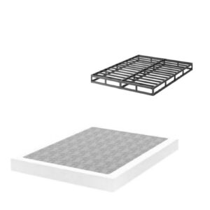 rldvay california-king-box-spring, 4 inch california king size box spring, heavy duty mattress foundation, metal box spring with fabric cover set, easy assembly, squeak resistant