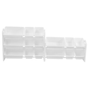 UNiPLAY 5 Tier Toy Storage Organizer with 15 Removable Bins, Re-Configurable Base, Multi-Functional for Books, Building Blocks, School Materials, Toys, or Garage Storage with Baseplate Board Frame