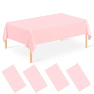 jcthkuku 4 pack light pink tablecloth disposable baby pink table covers 54" x 108" pink pastel table cloths for parties bridal shower engagement wedding birthday bbq picnic indoors & outdoors party