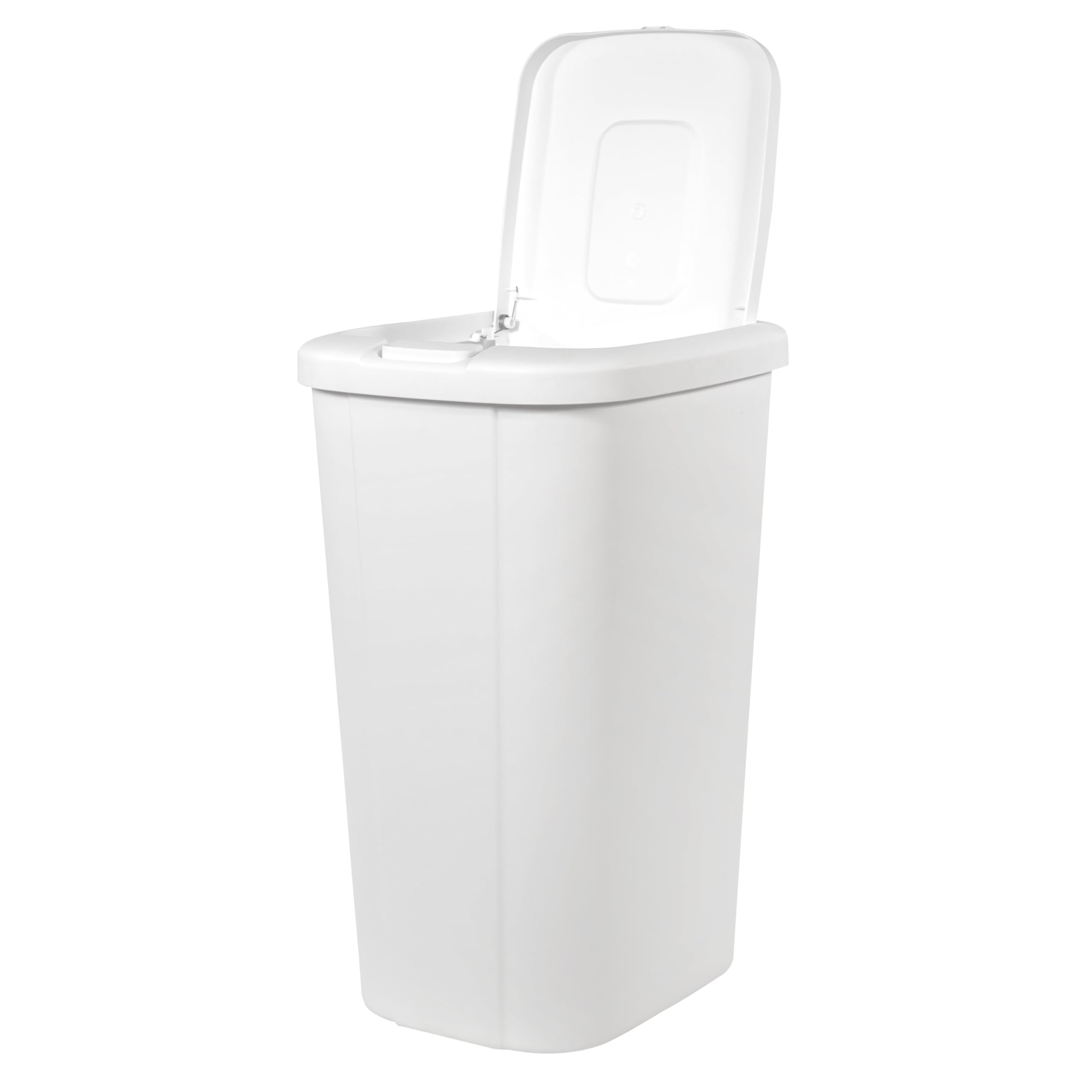 GGlzxfnc Solid Color 13.3 Gal Touch Top Plastic Trash Can, Spring Loaded Lid Garbage Bin for Kitchen,Home, Bedroom, Bathroom,Office & Slim Space-Saving (White)