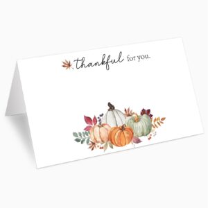 jarthenaamcs 50pcs thanksgiving table tent place cards thankful pumpkin guest seating cards name escort card folded seat assignment setting label for wedding baby shower birthday party