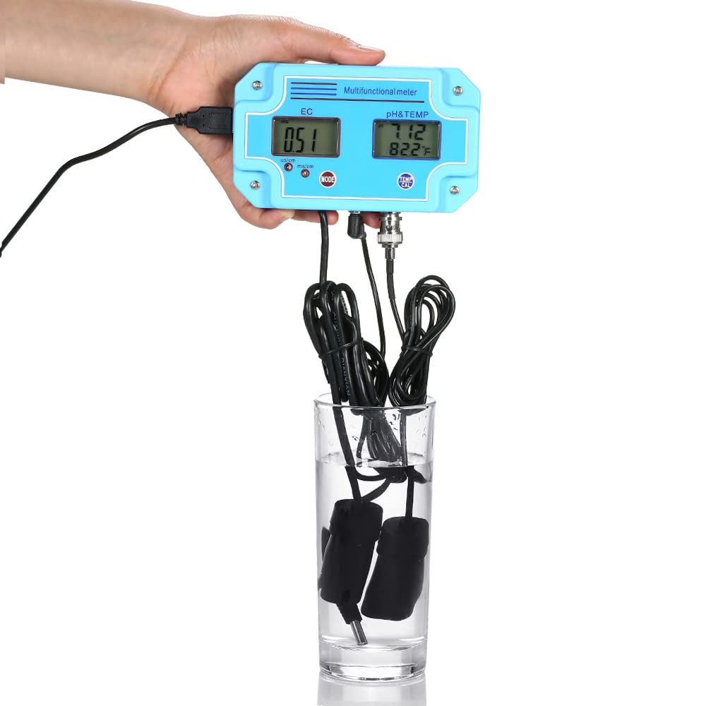 Irfora Professional 3 in 1 pH/EC/Temp Meter Water Detector Multi-Parameter Digital LCD Tri-Meter Multi-Function Water Quality Monitor Multiparameter Water Quality Tester