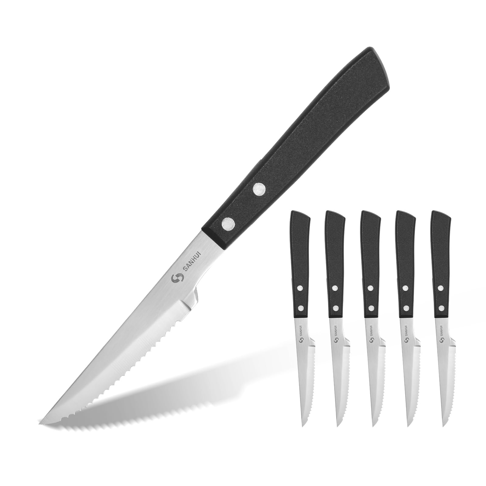 SANHUI Steak Knives, Steak Knife Set of 6, German Stainless Steel Steak Knife Serrated