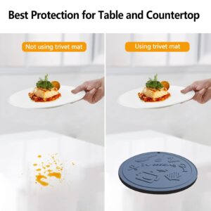 Silicone Trivet Mats - 3 Heat Resistant Pot Holders, Silicone Pot Holders for Hot Pots and Pans, Silicone Mats for Kitchen Countertops, Table, Food Grade Silicone（Black & Gray）