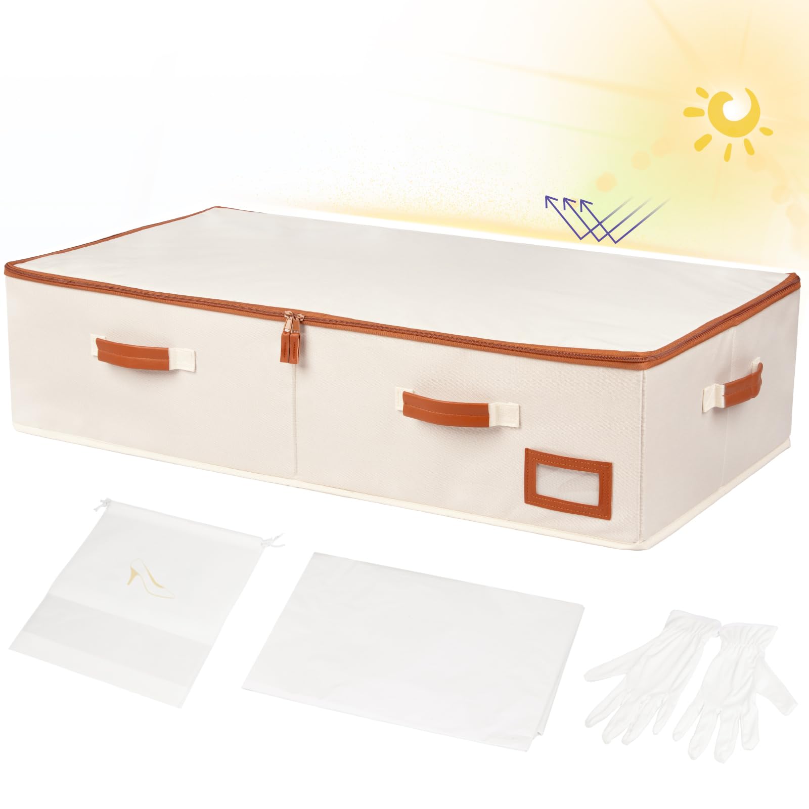 SUNAUMI Wedding Dress Storage Box, Large Shadeable Wedding Dress Preservation Box with Microfiber Gloves, 20 Sheets of Acid Free Paper and Dustproof Bag for Wedding Dress, Heirlooms, Gowns