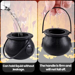 DIYDEC 12pcs Mini Black Cauldron with Handle Halloween Mini Witch Cauldron Kettles Multi-purposed Small Plastic Cauldron Halloween Pot Candy holder for Halloween & St. Patrick’s Day Party Favors Decor