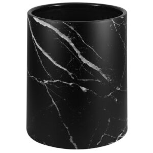 holidyoyo marble trash can round 12l garbage bin double layer waste basket container for kitchen bathroom home office hotel black, 27.00x23.50x23.50cm, e489hdp4206bqy13l2a4