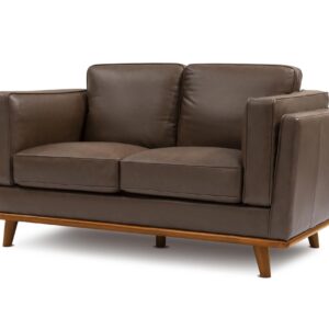 Valencia Artisan Full Leather Loveseat Sofa 66”| Pure Full Italian Nappa Leather Couch, Solid Wood Accent, Ultimate Comfort, Chocolate