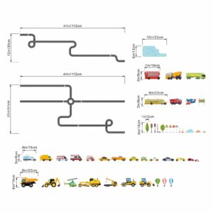 Amimagen Large Construction Vehicles Car Wall Stickers - Trucks Excavator Tractor Wall Decals - Kids Boys Bedroom Playroom Daycare Wall Decor