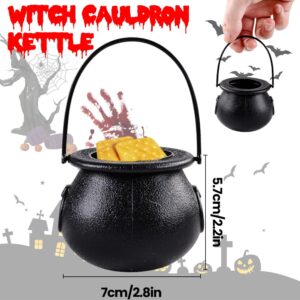 DIYDEC 12pcs Mini Black Cauldron with Handle Halloween Mini Witch Cauldron Kettles Multi-purposed Small Plastic Cauldron Halloween Pot Candy holder for Halloween & St. Patrick’s Day Party Favors Decor