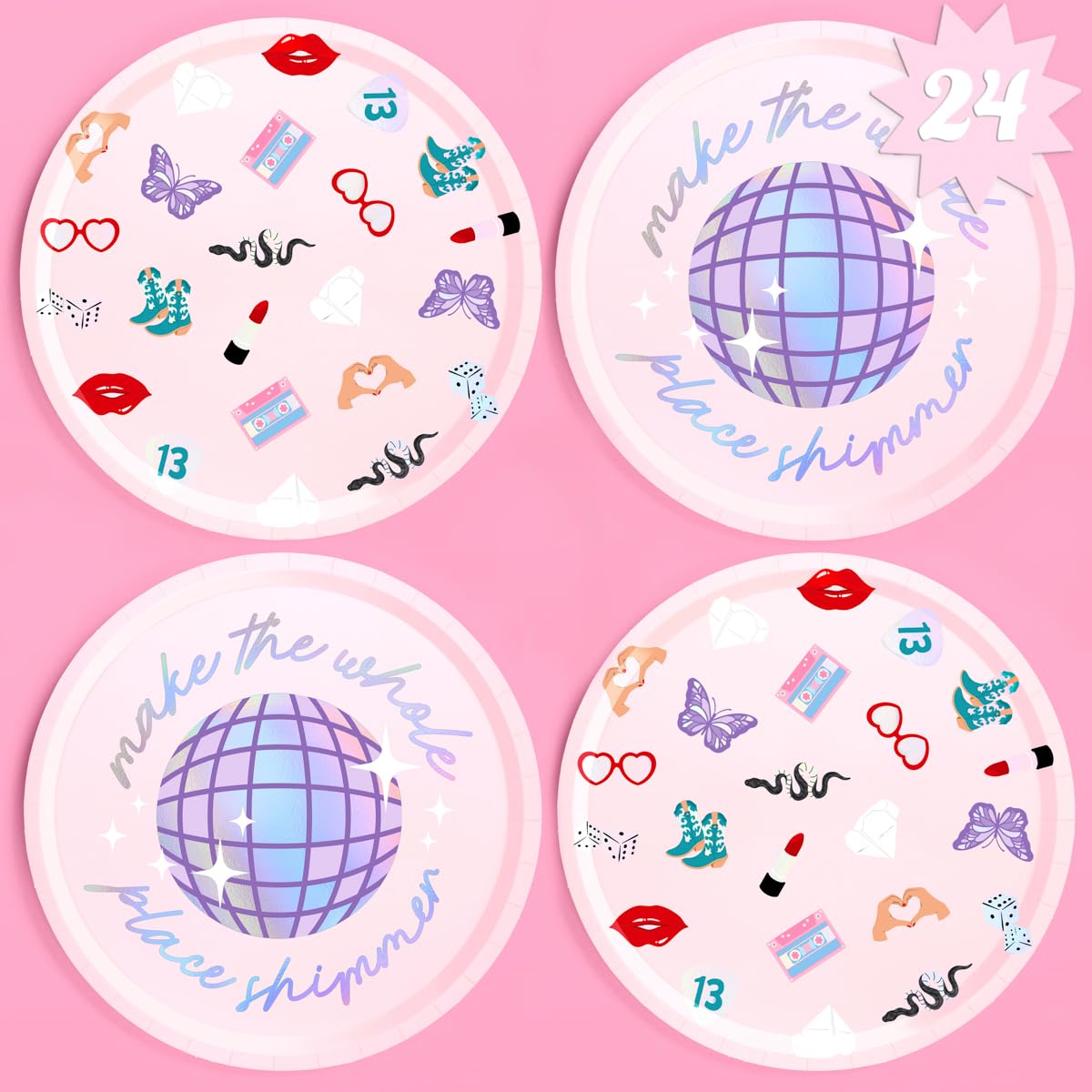 xo, Fetti Eras Party Paper Plates | 24pcs. 9" | Concert Party Tableware, Bachelorette Decorations, Birthday Dishware, Bridesmaid Supplies