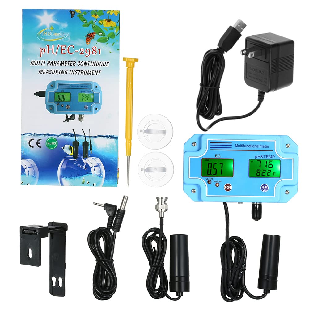 Irfora Professional 3 in 1 pH/EC/Temp Meter Water Detector Multi-Parameter Digital LCD Tri-Meter Multi-Function Water Quality Monitor Multiparameter Water Quality Tester