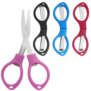 abeillo 4pcs folding scissors, portable mini travel scissors small safety foldable scissors stainless steel telescopic cutter for crafting, retractable cutter for home, paper cutting, school, campin