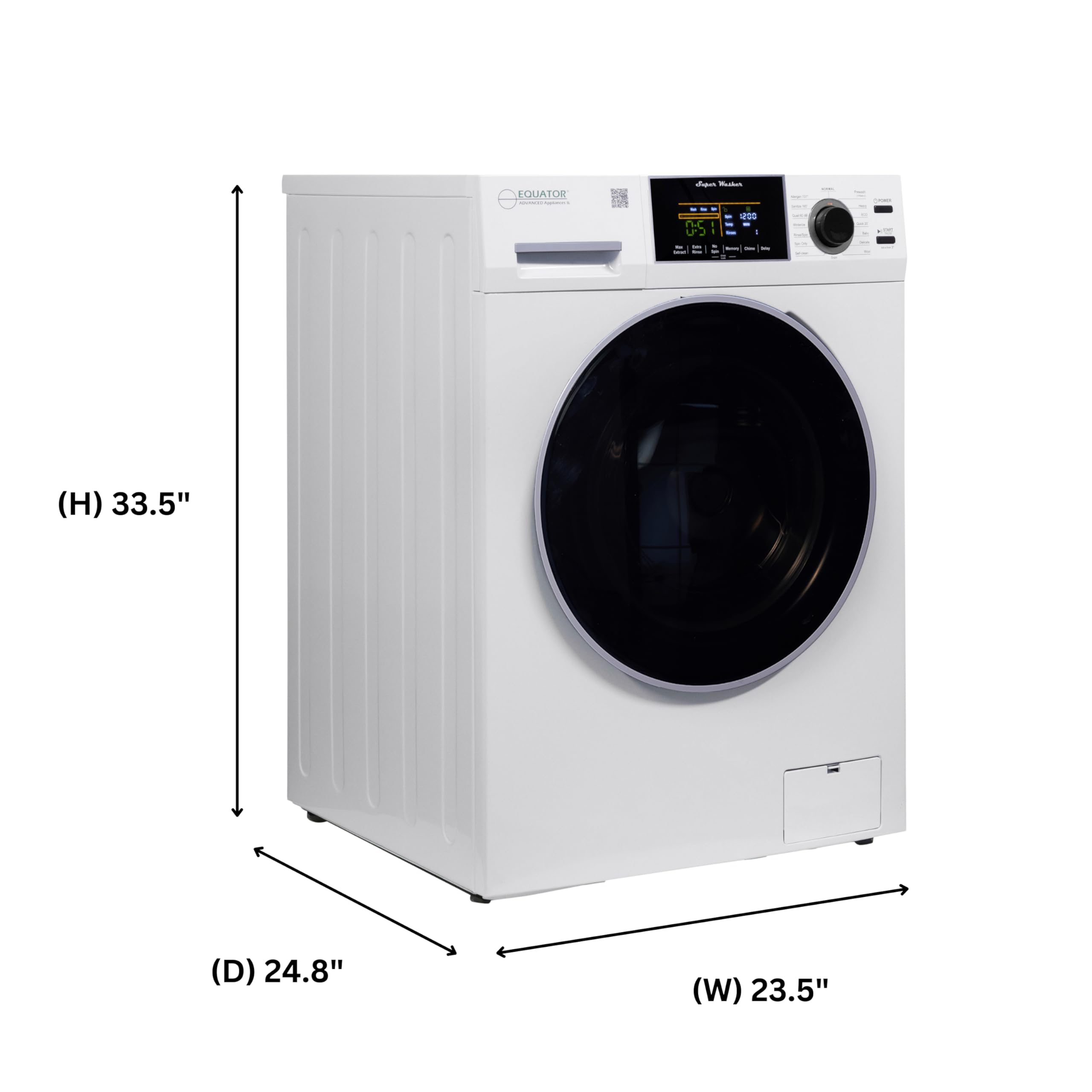 Equator Deluxe Laundry Set Washer 1.9cf 110V +Vented Dryer 220V (Side by Side)