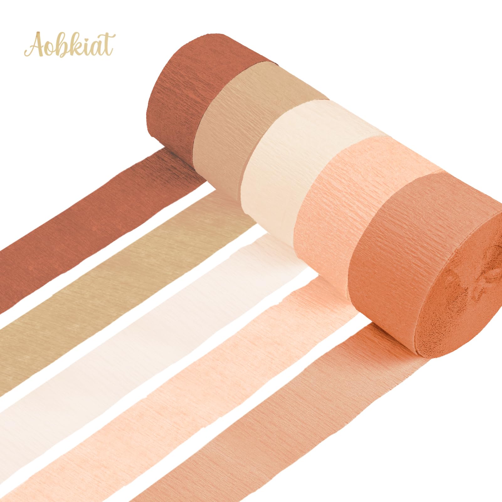 AOBKIAT Fall Boho Party Decorations,5 Rolls Dusty Orange Brown Crepe Paper Party Streamers for Thanksgiving Day,Halloween,Birthday Wedding Baby Shower Rustic Party Backdrop