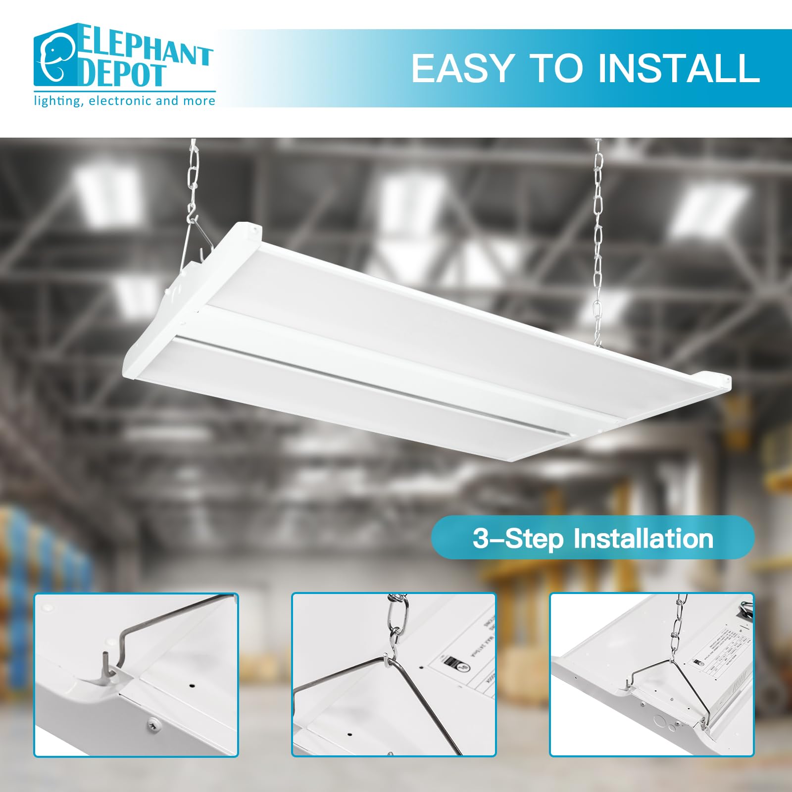 4 PK 2 ft LED Twin Panel Linear High Bay Fixture,20925LM 155W 5000K,LED Linear High Bay Light,120-277V, 0-10V Dimmable High Bay Shop Light for Exhibition Hall, Supermarkets, 5 Years After-Sales