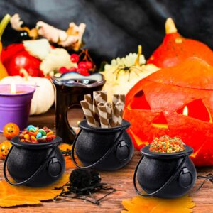 DIYDEC 12pcs Mini Black Cauldron with Handle Halloween Mini Witch Cauldron Kettles Multi-purposed Small Plastic Cauldron Halloween Pot Candy holder for Halloween & St. Patrick’s Day Party Favors Decor