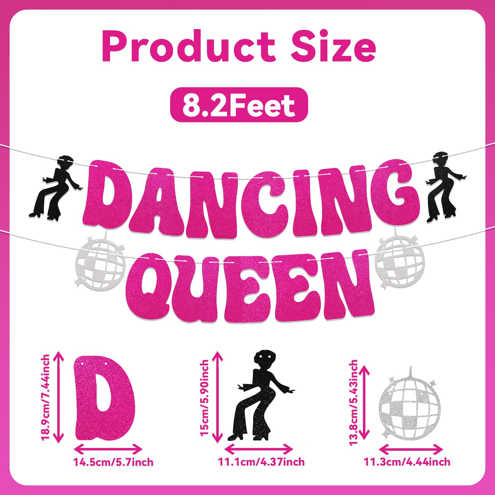 Dancing Queen Banner - Mamma Mia Bachelorette Party Decorations, You're the Dancing Queen Bunting Banner, Disco Dancing Themed Bachelorette Bridal Shower Party Decorations Hot Pink