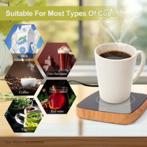 Coffee Cup Warmer, 3 Temperature Setting Electric Coffee Cup Warmer for Desk (No Cup) - Ideal Coffee Gifts Accessories Keep Beverages Mug Warmer (Wood Grain)