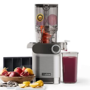 anybear cold press juicer, 200w masticating slow juicer 4.3" large feed chute fit whole fruits vegetables | upgraded auger | tritan materials | bpa free | easy to clean with brush| juice recipes