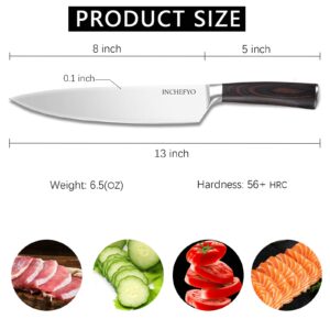 INCHEFYO Chef Knife, Antiseptic Non-slip Ultra Sharp Knife 8 Inch Stainless Steel Professional Kitchen Knife with Ergonomic Handle Cutting Knife, Gifts for Men and Women with Gift Box