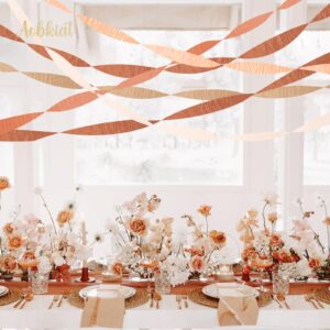 AOBKIAT Fall Boho Party Decorations,5 Rolls Dusty Orange Brown Crepe Paper Party Streamers for Thanksgiving Day,Halloween,Birthday Wedding Baby Shower Rustic Party Backdrop