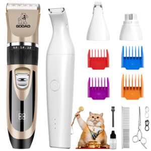 gooad cat clippers for matted hair, cordless cat hair trimmer for grooming, quiet cat shaver for long hair, cat paw trimmer nail grinder,pet shaver cat grooming kit for cats small dogs animals