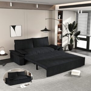 vepxxp 70.1" convertible sleeper sofa with pull out bed, futon sofa bed queen size, black loveseat sofa for living room, small space sofa cama for apartment