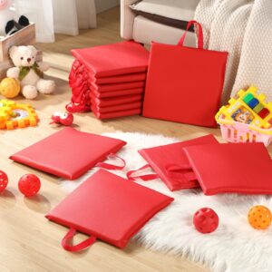 Suzile 12 Pcs 12'' Floor Cushions for Classroom Flexible Floor Seating with Handles Classroom Carpet Cushions for Kids Toddlers Daycare Preschool Furniture(Red,Square)