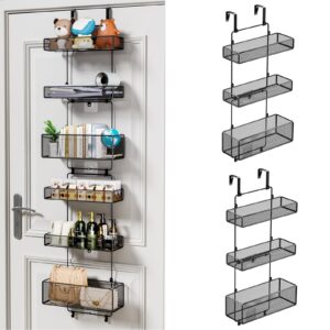 hapirm over door organizer storage - separable door organizer hanging with 6 metal large capacity baskets, detachable behind door storage for bathroom bedroom kitchen pantry closet (black)