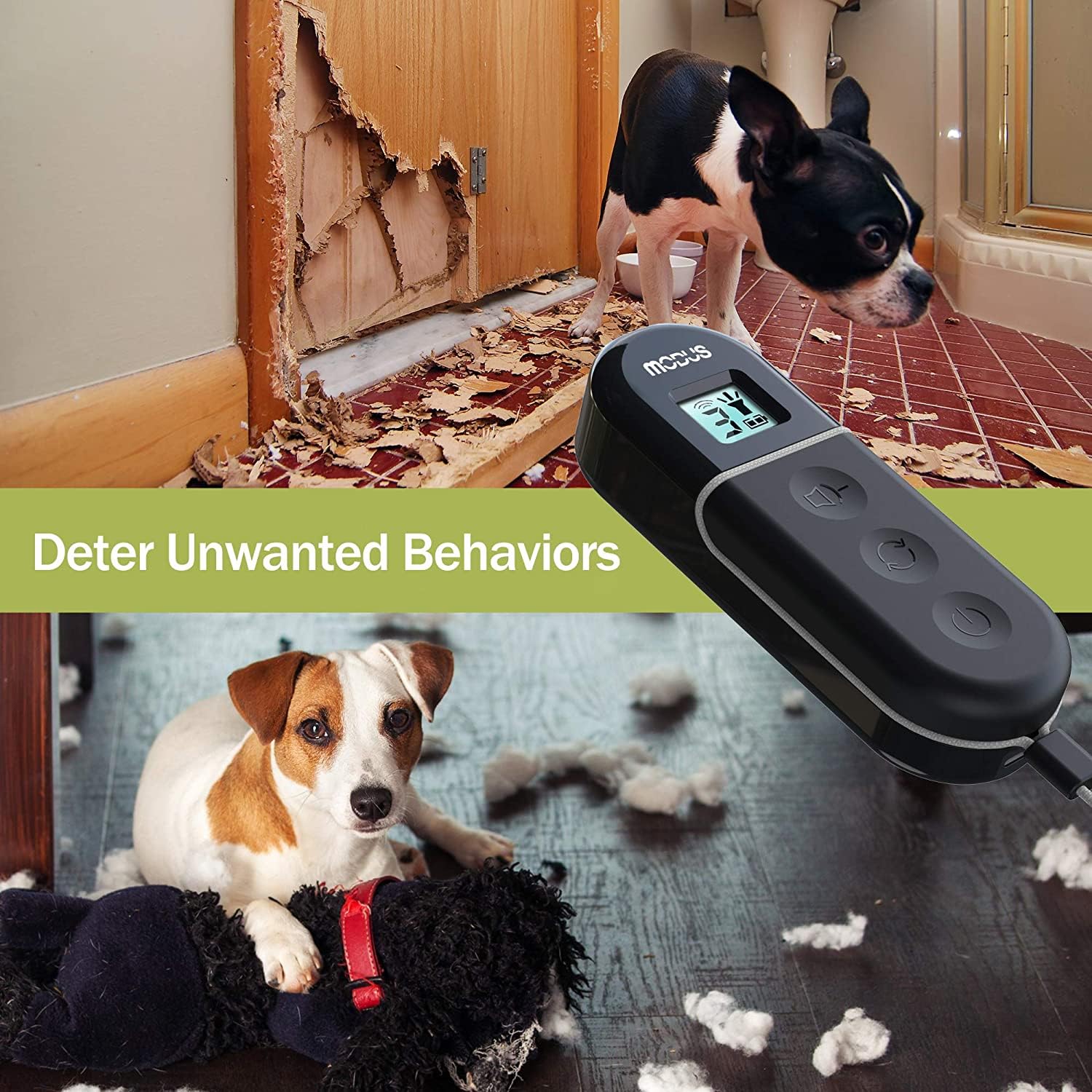 MODUS Ultrasonic Dog Barking Control Device,3 in 1 Sonic Bark Deterrent with LED Light Dog Training Tool&Behavior Aids, Rechargeable Anti Barking Device, Barking Silencer for Dogs(Indoor & Outdoor)