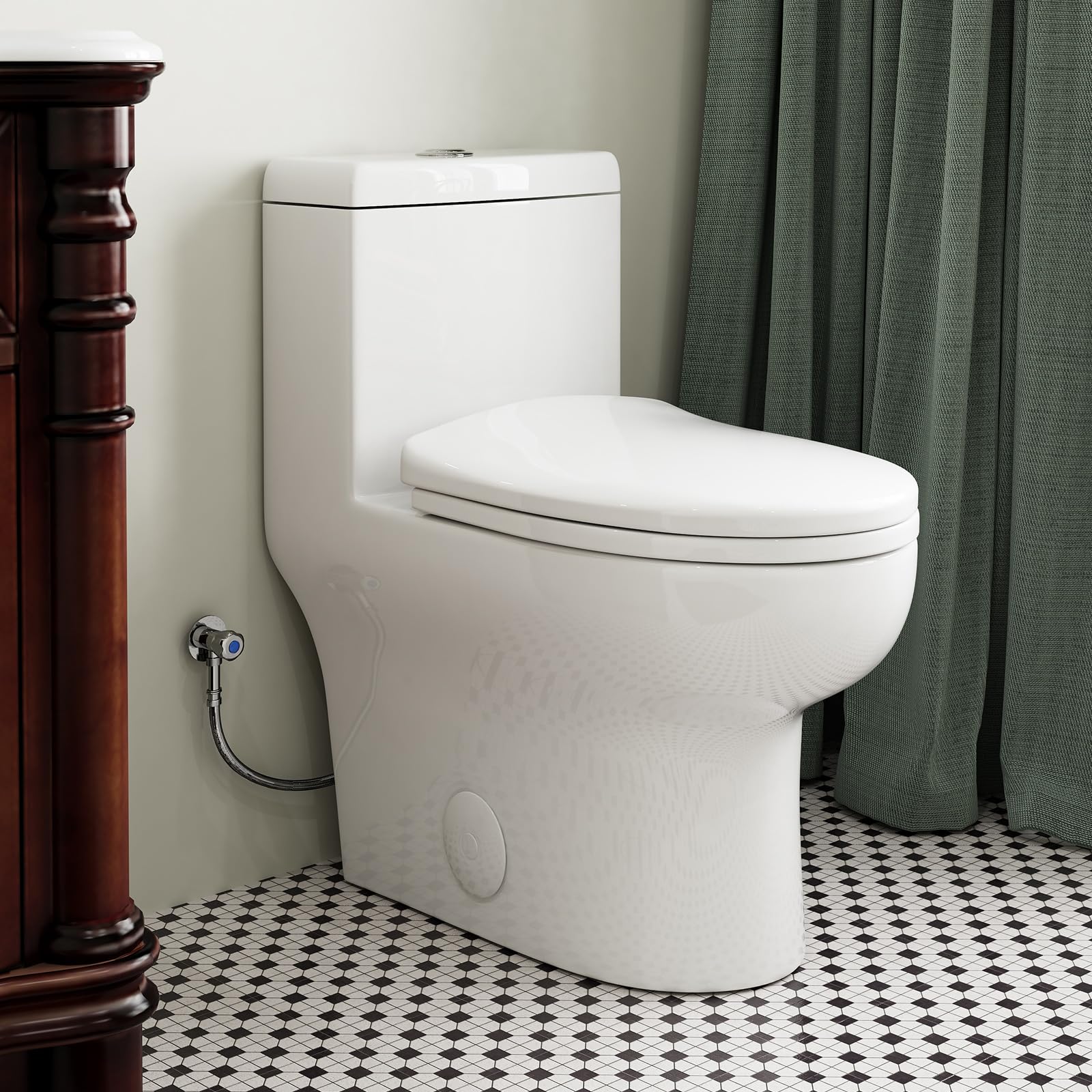 HOROW HR-ST076WD Dual Flush Elongated Toilet with Soft Close Seat, High-Efficiency Supply, Standard Bathroom Toilet 12" Rough-In, White Finish