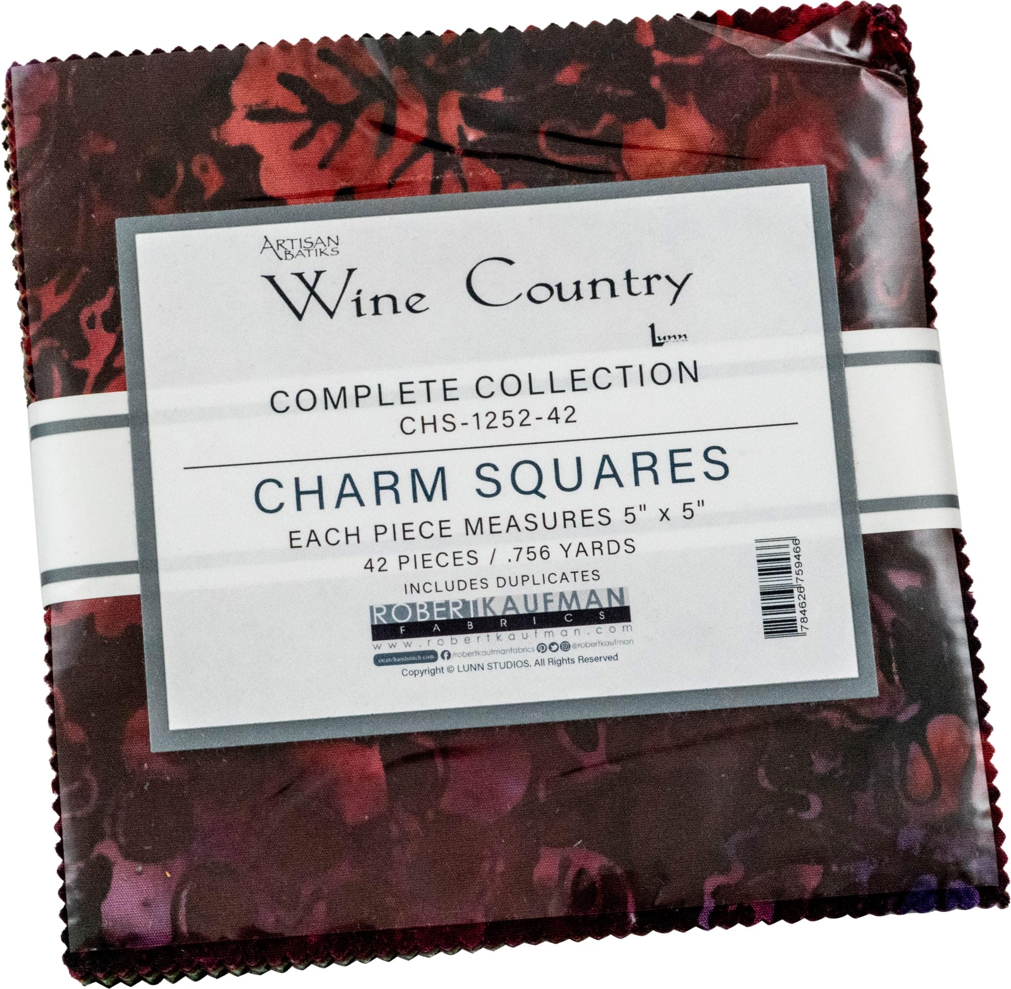 Lunn Studios Artisan Batiks Wine Country 42 5-inch Squares Charm Pack Robert Kaufman CHS-1252-42