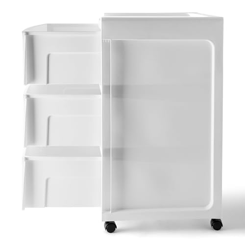 RedCarp 3 Drawer Wide Diamond Arctic White Plastic Storage Cart,15.75"" X 22.5"" X 27"". Also Serve As An Additional Work Stand Next To Desks And Work Tables,For Storing Office Supplies, Files