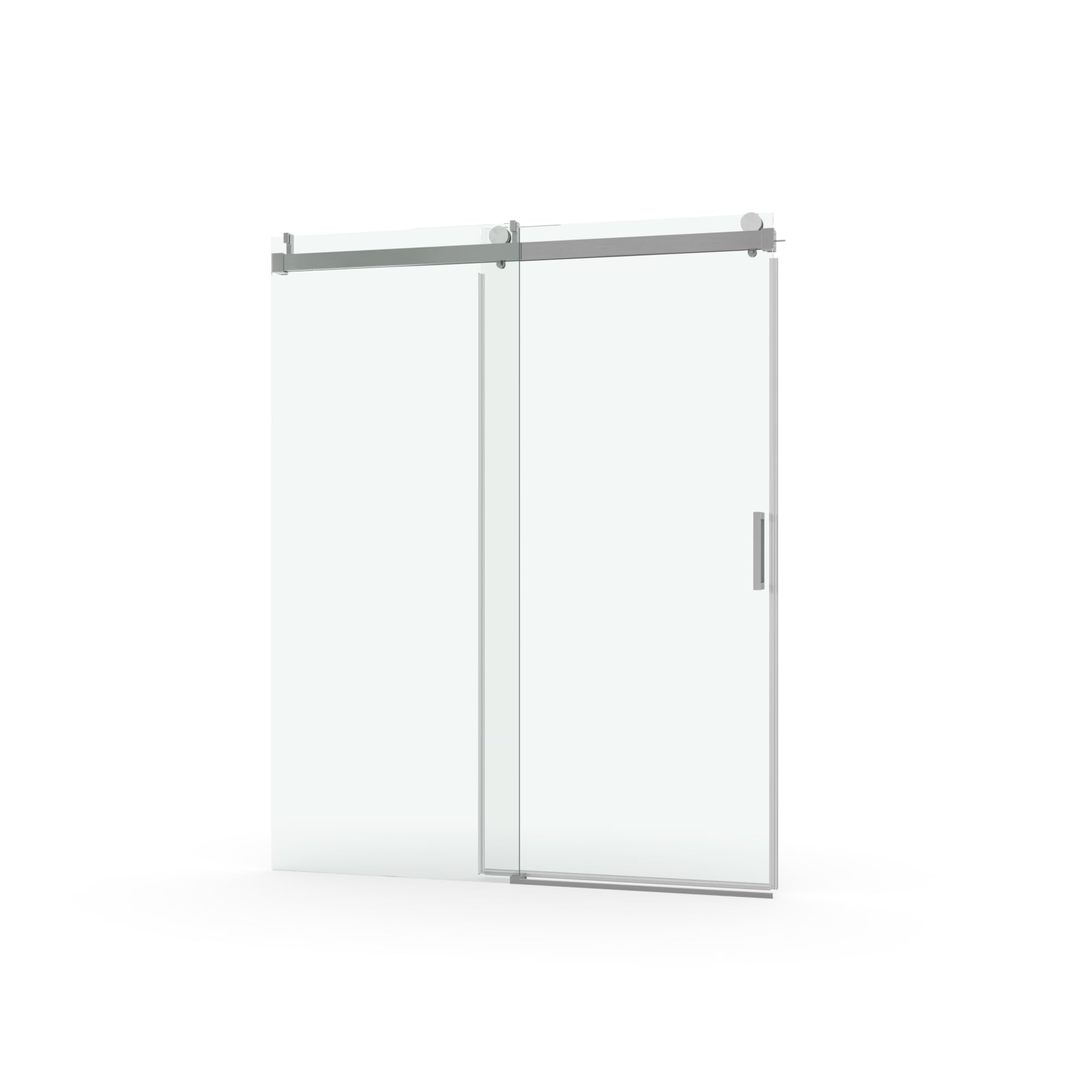 Jintop 56 to 60 in. W x 76 in. H Frameless Soft-Close Shower Door with Premium 3/8 Inch (10mm) Thick Tampered Glass,Bathtub W/Single Sliding Doors,Brushed Nickel