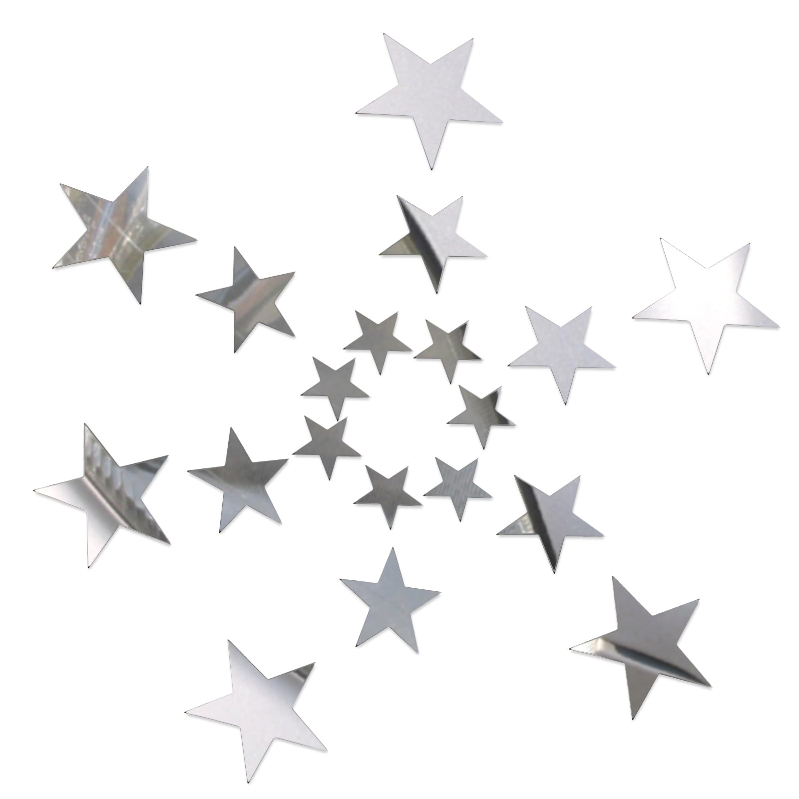 Dimeho 40 Pcs Silver Stars Mirror Wall Stickers, 3D Acrylic Mirror Wall Decorations for Living Room Removable Stars Stickers Art Decal for Bedroom Wedding Birthday DIY Wall Decor (Silver)