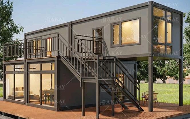 Generic Prefabricated House 2 bedrooms with Attached Bath, Dining and tv Lounge, Require Assembly., Grey, SAF 018