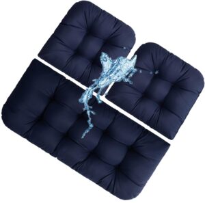 ghkwxue patio wicker cushions outdoor/indoor patio waterproof 3 piece loveseat cushion set all-thickened swing cushions 2-3 seater,1 loveseat cushion 43”x20” & 2 u-shape cushion 19”x19”& dark blue