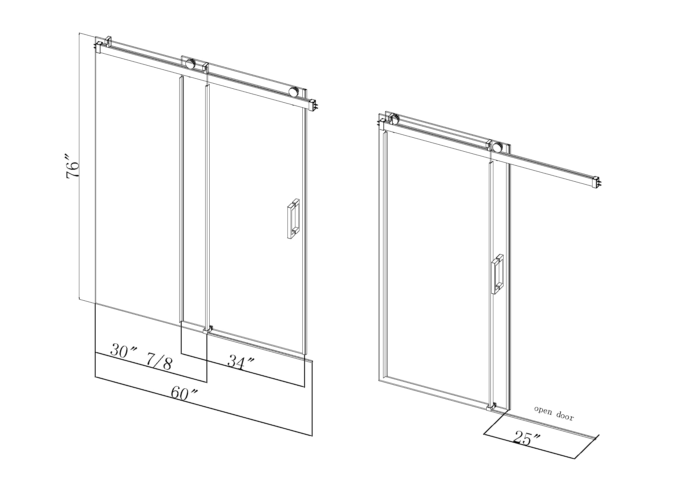 Jintop 56 to 60 in. W x 76 in. H Frameless Soft-Close Shower Door with Premium 3/8 Inch (10mm) Thick Tampered Glass,Bathtub W/Single Sliding Doors,Brushed Nickel