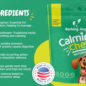 BARKING HUGS Calming Chews for Dogs - Natural Dog Stress and Anxiety Relief - Dog Relaxing Treats for Anxiety - Helps with Separation Anxiety, Fireworks, Lightning, These Contain no Hemp.