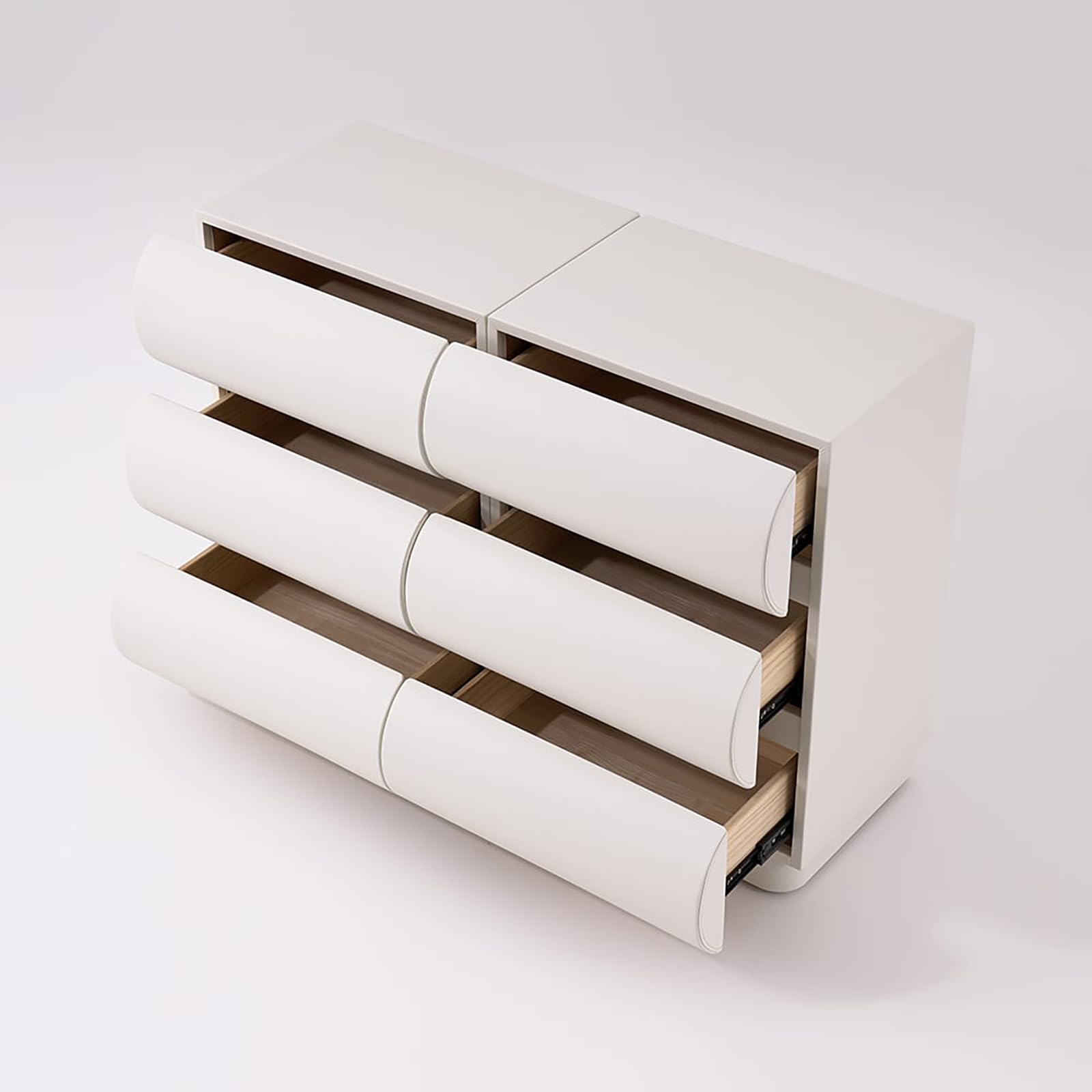 homary Modern White Leather 6 Drawer Dresser Chest with Storage Cabinet