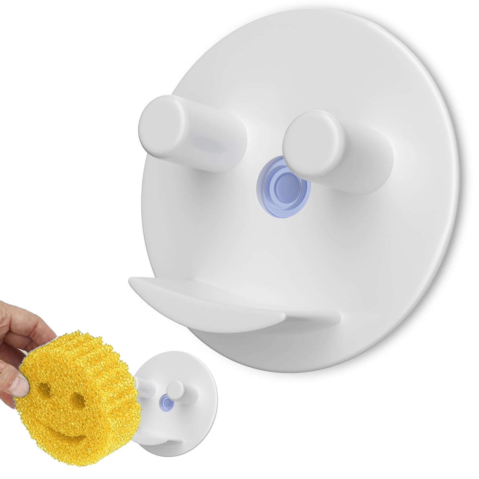 Sponge Holder, Sink Caddy for Scrub Sponges, Kitchen/Bathroom Sink Sponge Storage with Suction Cup Installation，Holding Smiley Sponges，Self-Draining and Dishwasher Safe(Sponges Not Included),1pcs