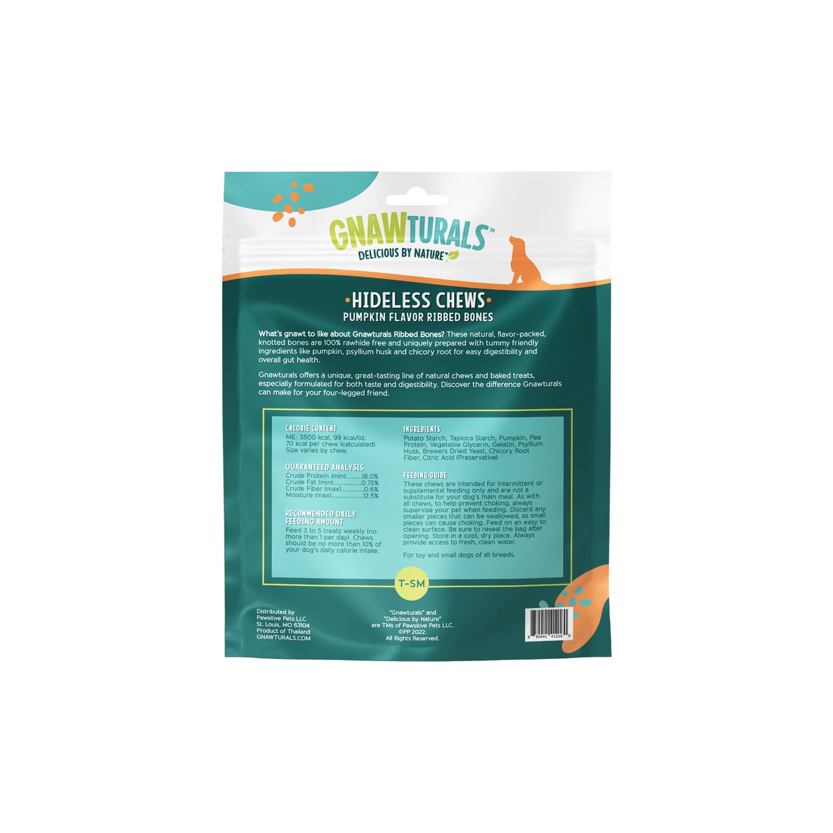 Gnawturals Hideless Chews Ribbed Bones | for Small Dogs | Rawhide Free, Pumpkin, Psyllium Husk and Chicory Root for Easy Digestion and Overall Gut Health (12 Bones, Pumpkin)