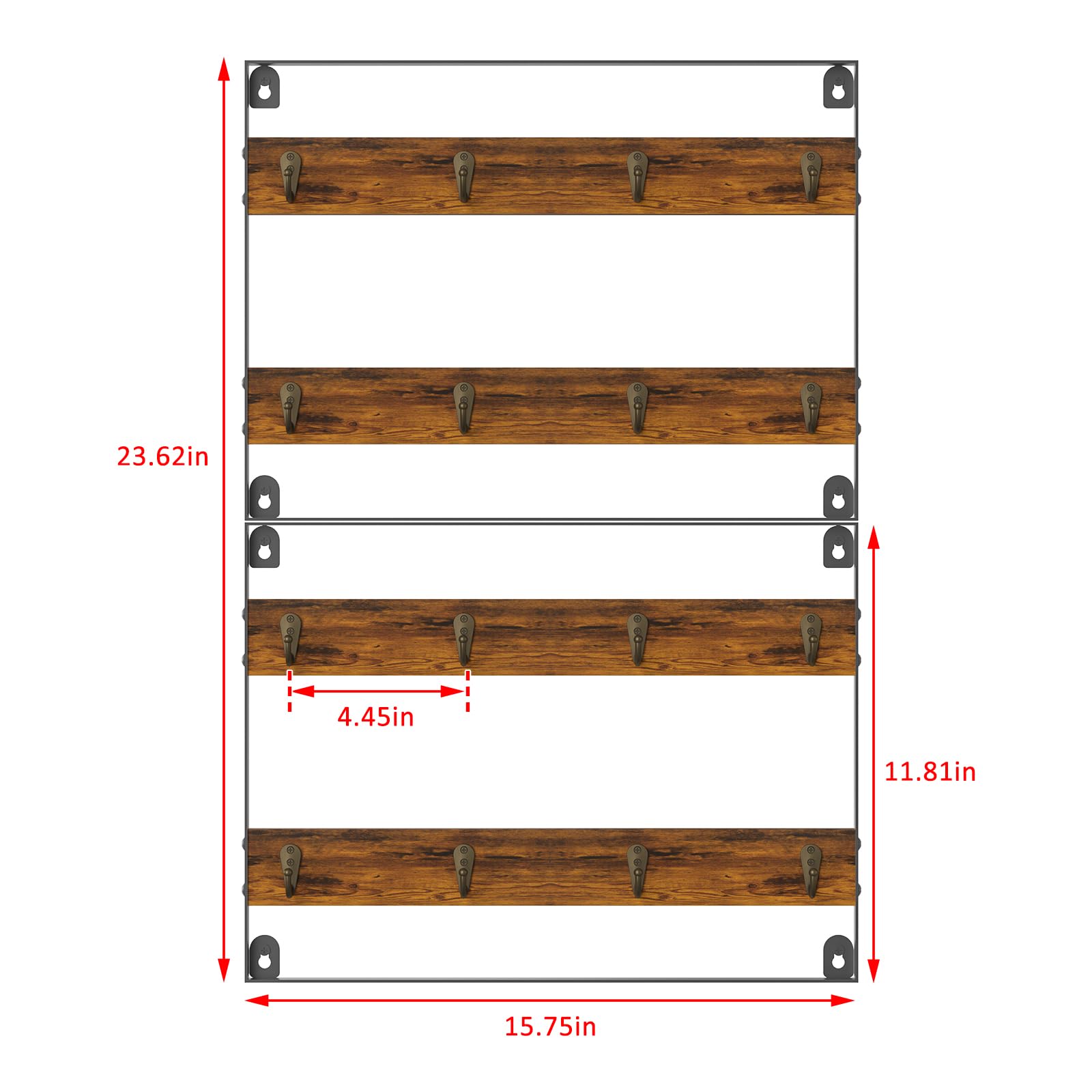 Coffee Mug Holder Wall Mounted - Coffee Cup Holder with 16 Mug Hooks, Rustic Wood Coffee Mug Organizer Hanger Display Shelf for Wall Mount, Coffee Mug Rack for Kitchen, Home, Coffee Bar, Office