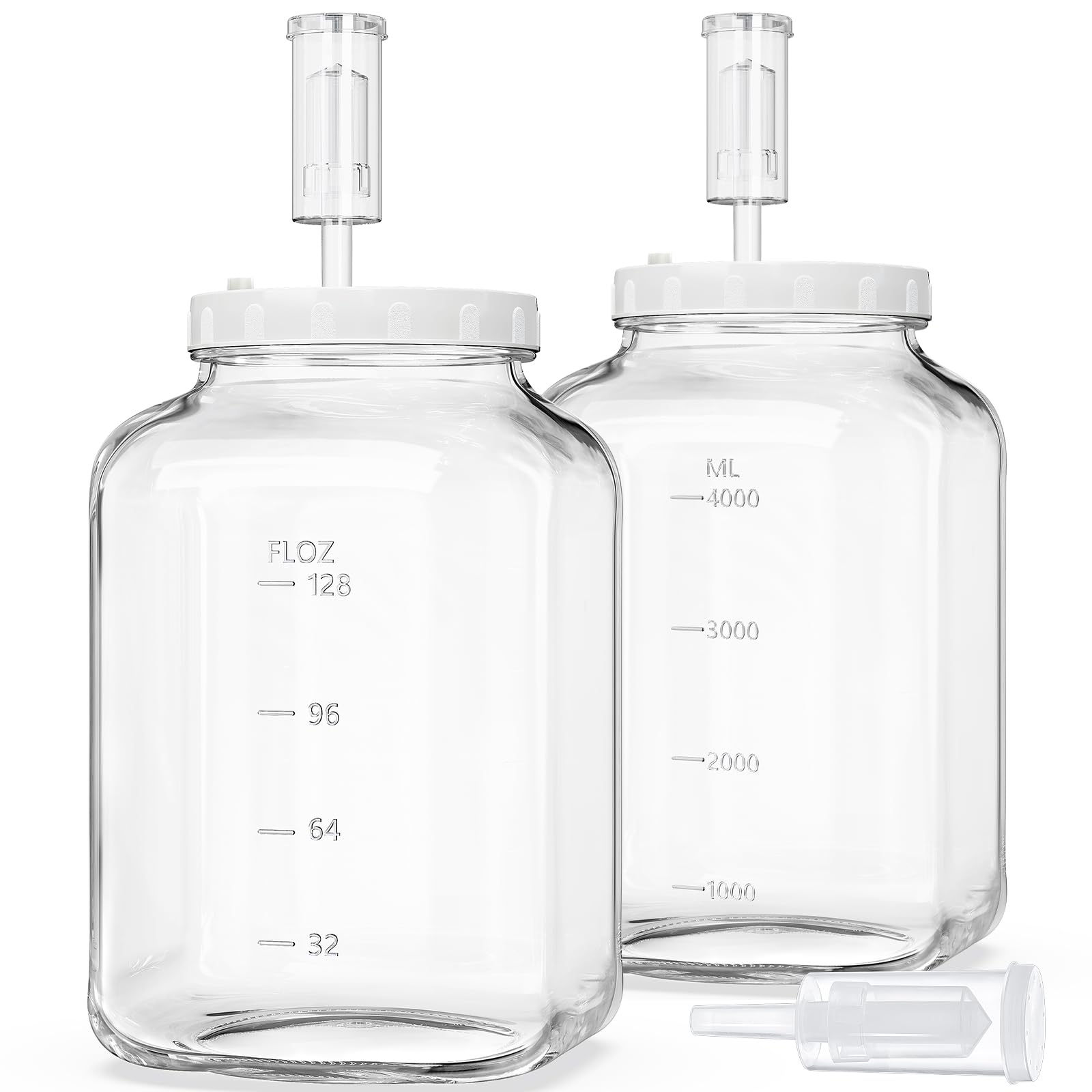 1.5 Gallon Large Fermentation Jars with 2 Airtight Lids and 3 Airlocks, Wide Mouth Glass Mason Jar with Scale Mark, Pickle jars, Mead Making Kit, Kimchi Containers, 2 Pack