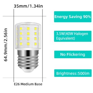 hekmazon Led Refrigerator KEI D34L Light Bulb AC 100-265V 3.5W 40W Halogen Equivalent E26 Medium Base Daylight White 6100K 500Lm Pack of 1