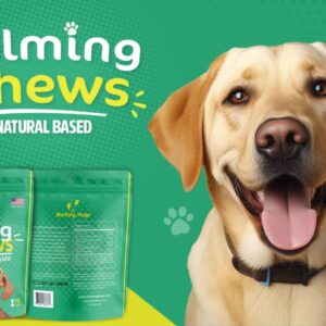 BARKING HUGS Calming Chews for Dogs - Natural Dog Stress and Anxiety Relief - Dog Relaxing Treats for Anxiety - Helps with Separation Anxiety, Fireworks, Lightning, These Contain no Hemp.