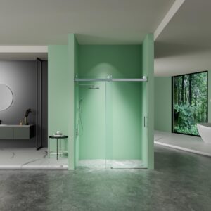 jintop 56 to 60 in. w x 76 in. h frameless soft-close shower door with premium 3/8 inch (10mm) thick tampered glass,bathtub w/single sliding doors,brushed nickel